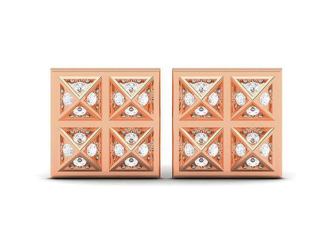 Square Women diamond studs earrings 3dm render detail 3D model 3D ...