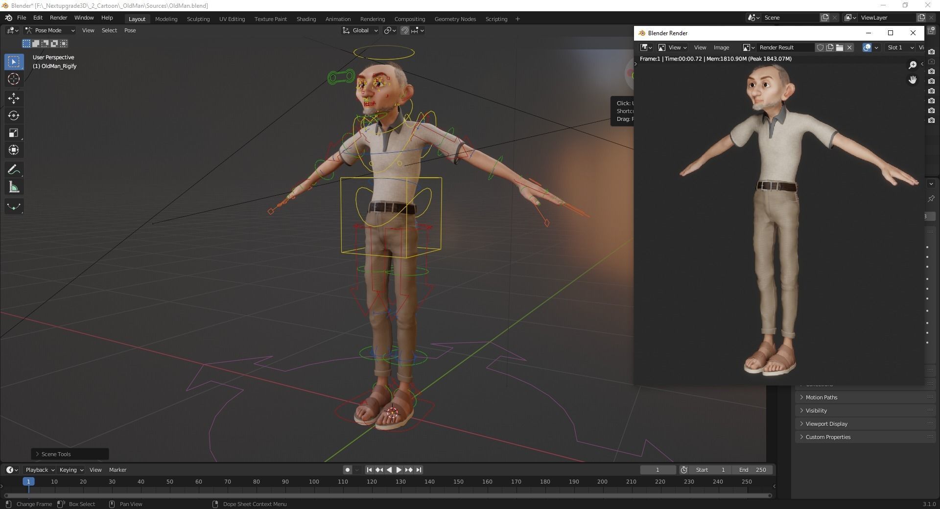 3D model Old Man cartoon character RealTime Male 3D VR / AR / low-poly ...