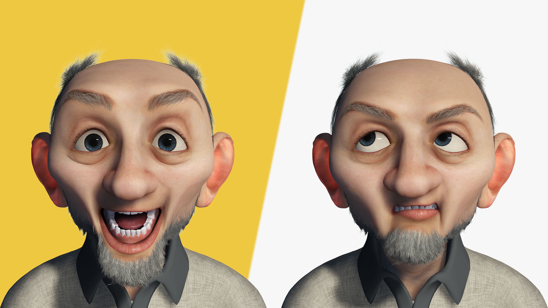 3D model Old Man cartoon character RealTime Male 3D VR / AR / low-poly ...