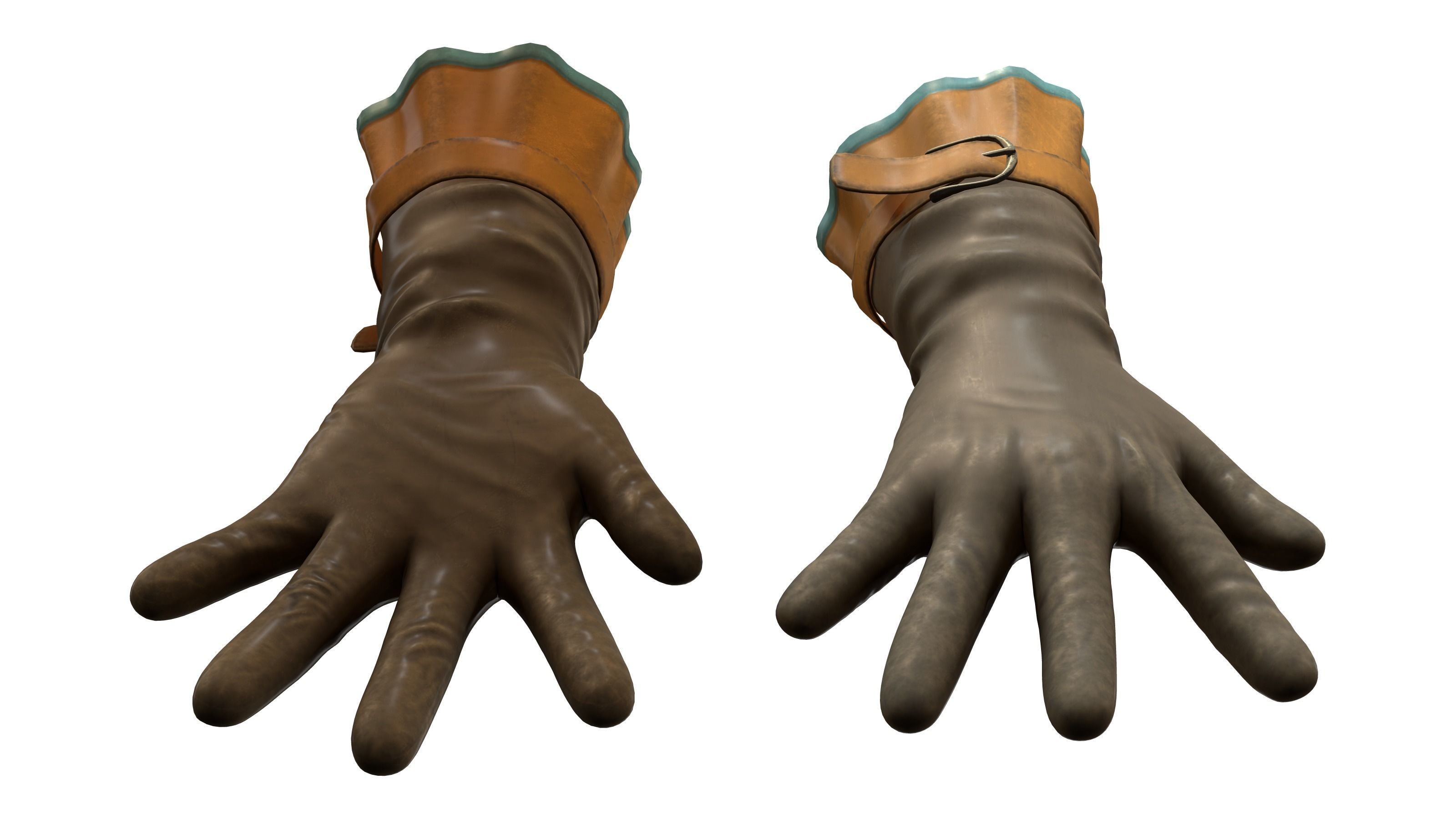 3D model Fantasy Medieval Warrior Leather Gloves VR / AR / low-poly ...