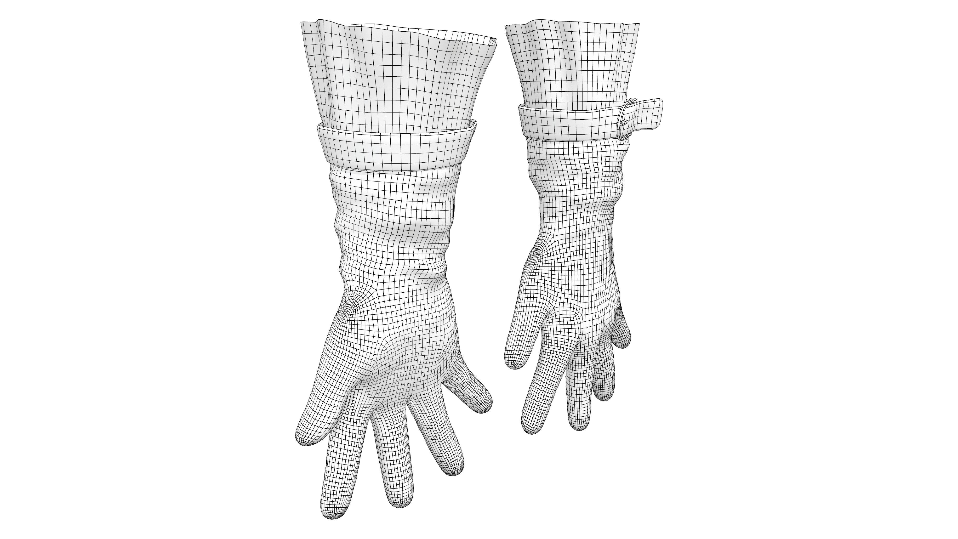 3D model Fantasy Medieval Warrior Leather Gloves VR / AR / low-poly ...