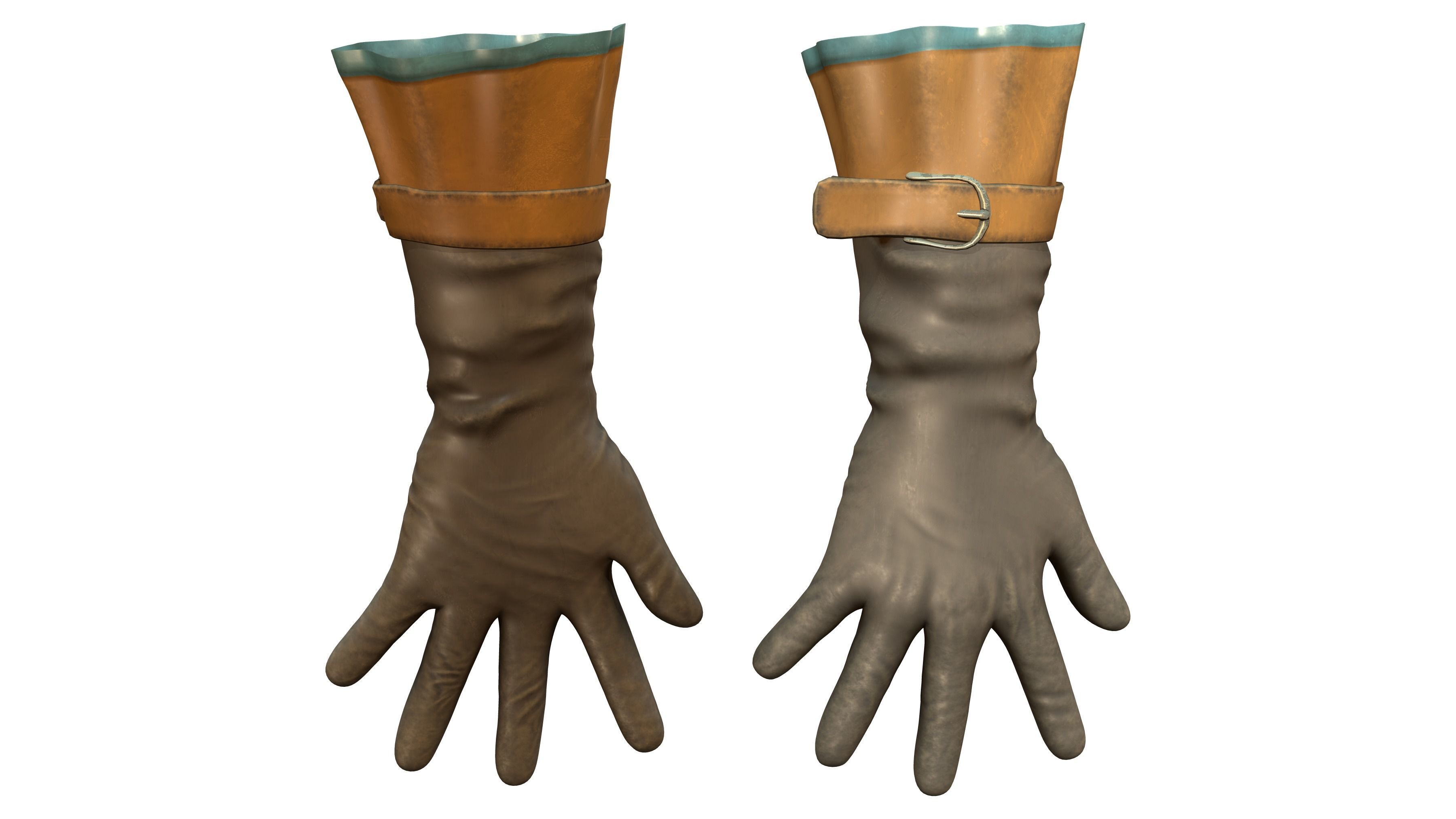 3D model Fantasy Medieval Warrior Leather Gloves VR / AR / low-poly ...