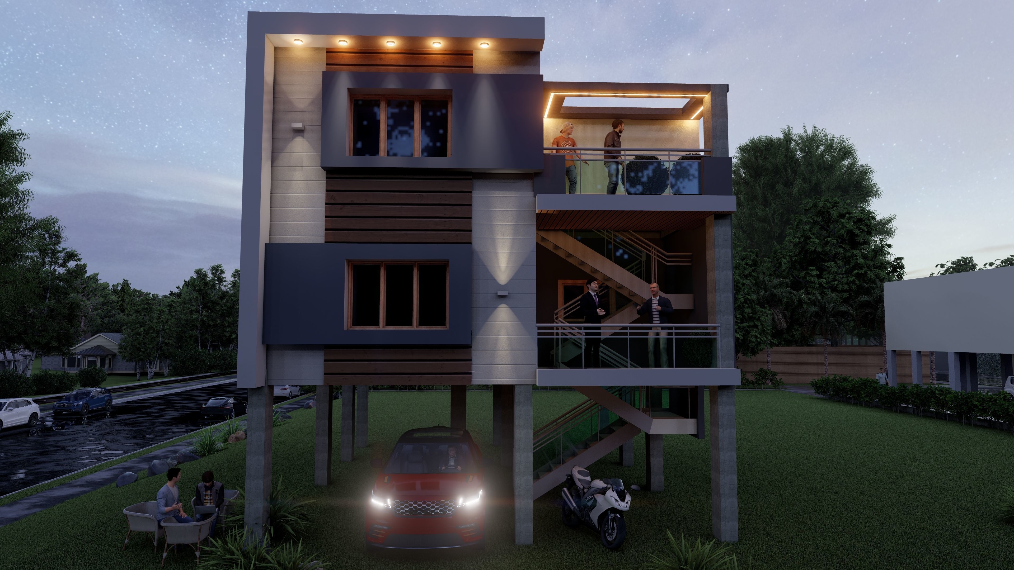 new modern house elevation 3D model | CGTrader