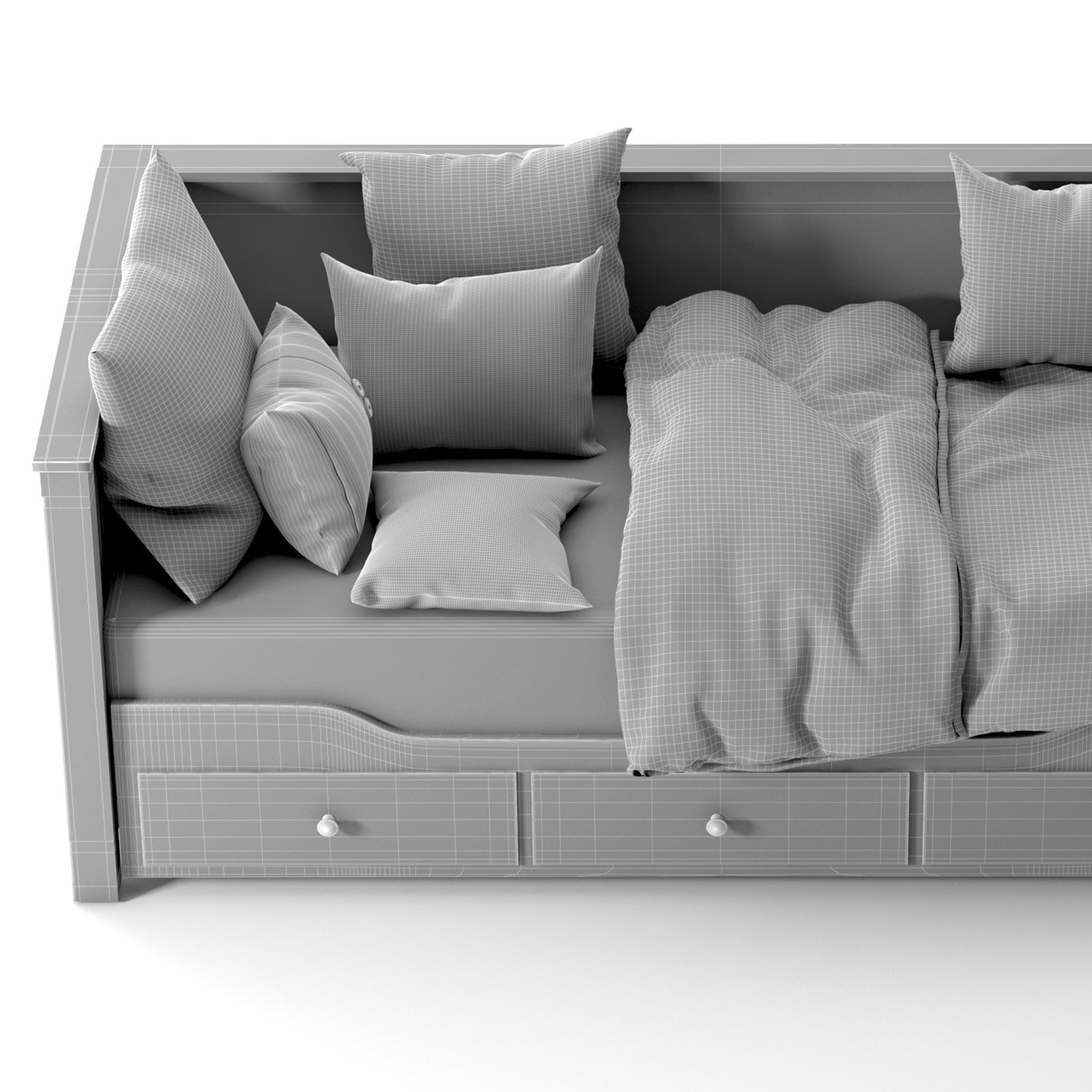 Ikea Hemnes Day bed set 48 3D model | CGTrader