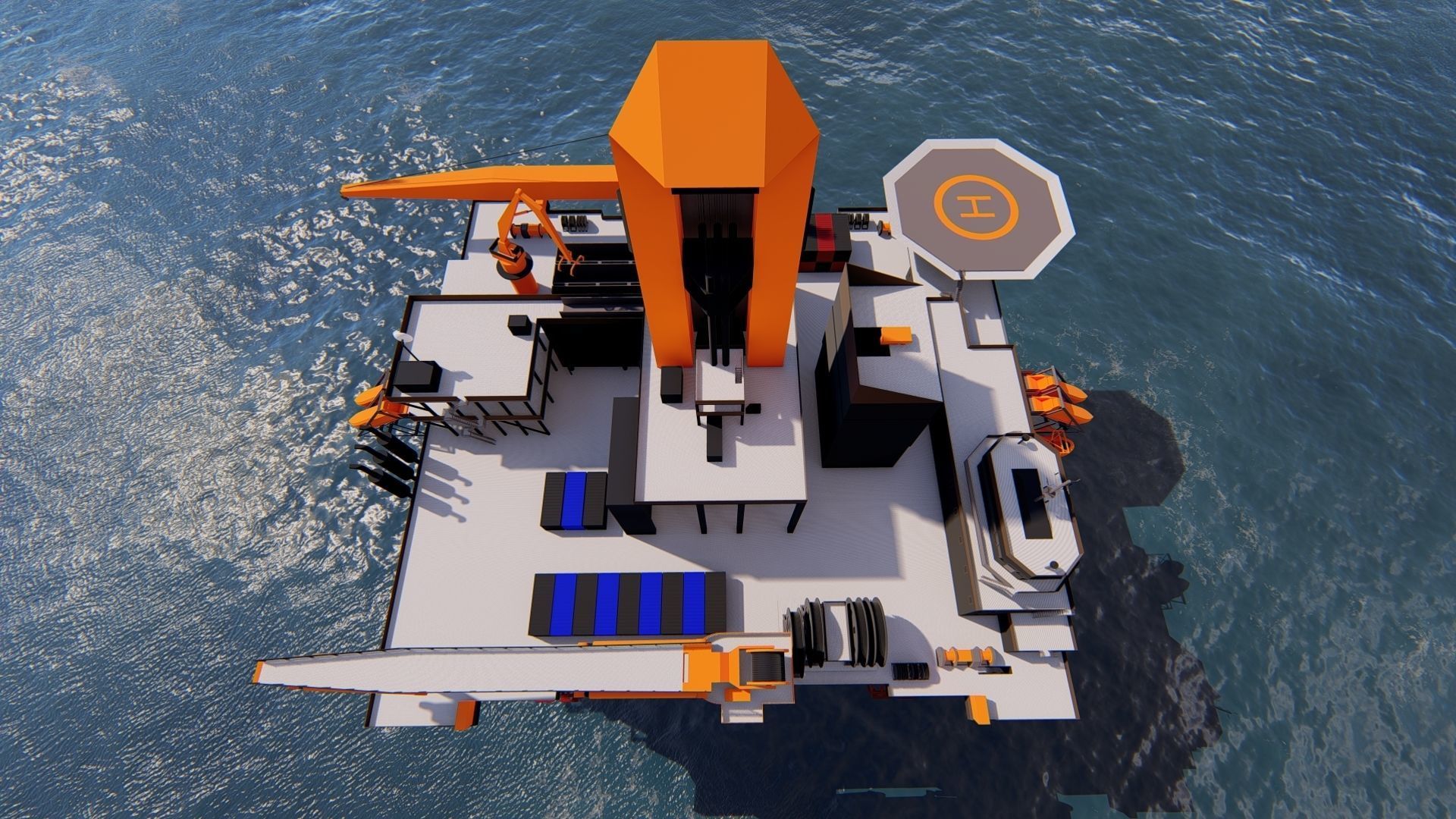 Semi submersible oil platform 3D model | CGTrader