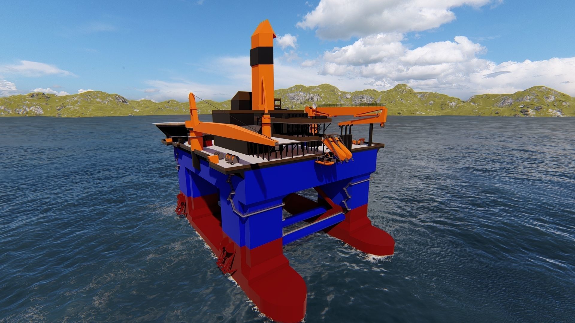 Semi submersible oil platform 3D model | CGTrader