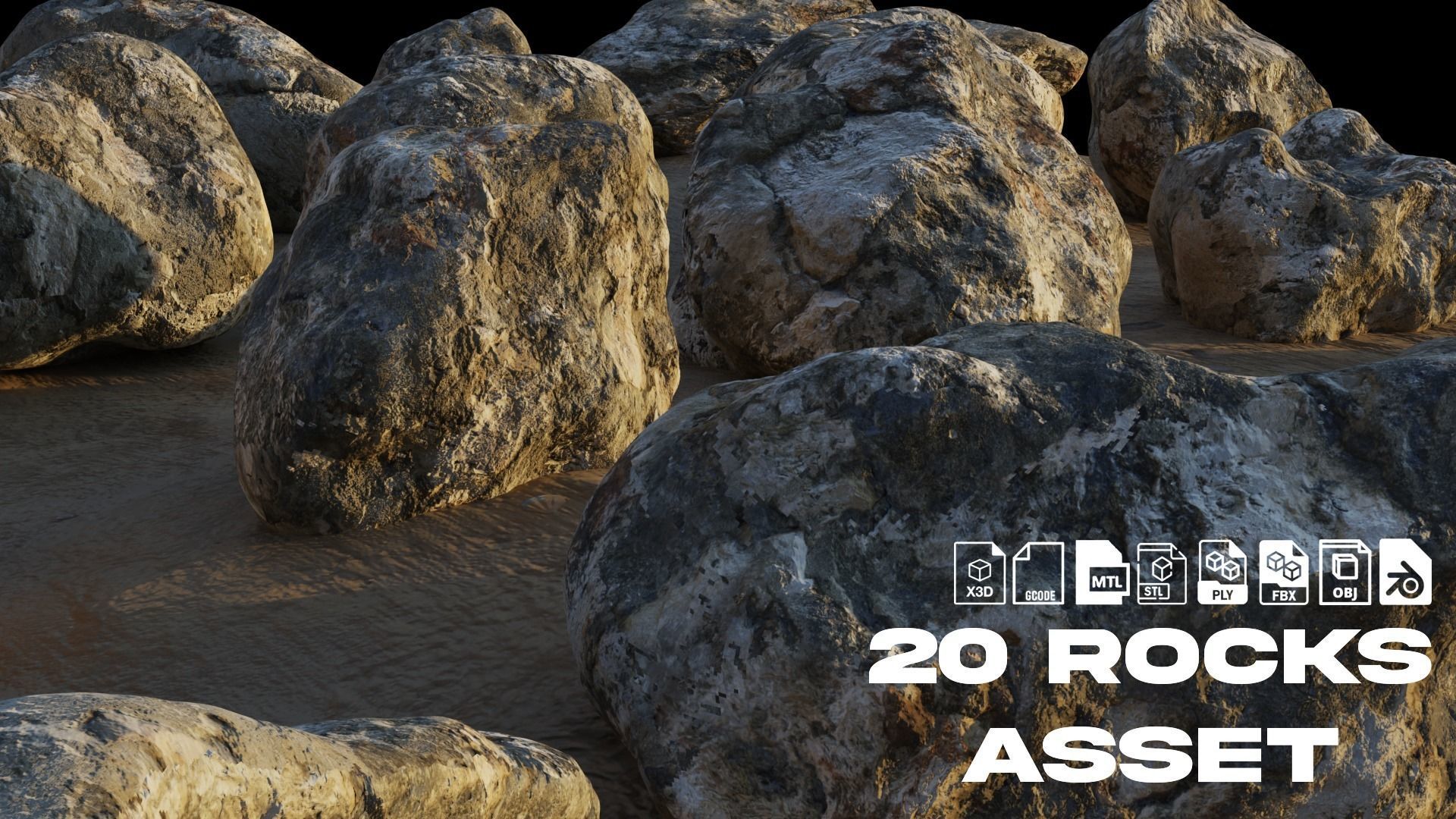 20 rocks asset 3D model | CGTrader