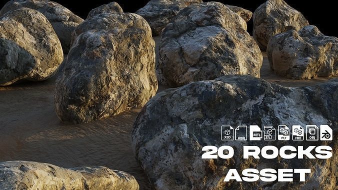 20 rocks asset 3D model | CGTrader