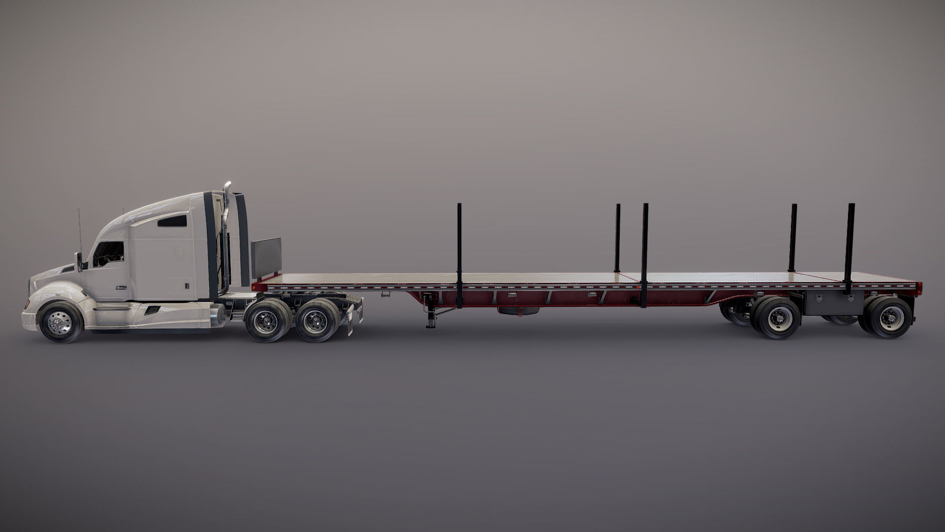 3D model Kenworth T680 flatbed trailer VR / AR / low-poly | CGTrader