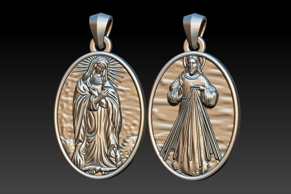 The Divine Mercy - Jesus and Mother of Mercy 3D model 3D printable ...