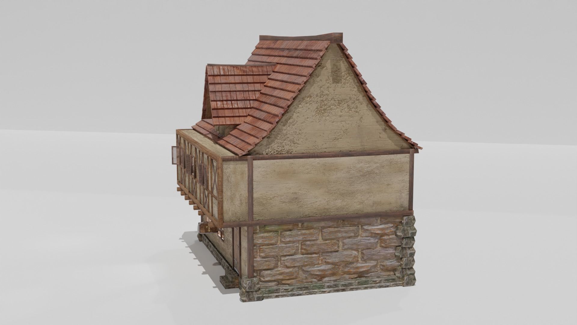 3D model MEDIEVAL DOUBLE STOREY COTTAGE HOUSE VR / AR / low-poly | CGTrader