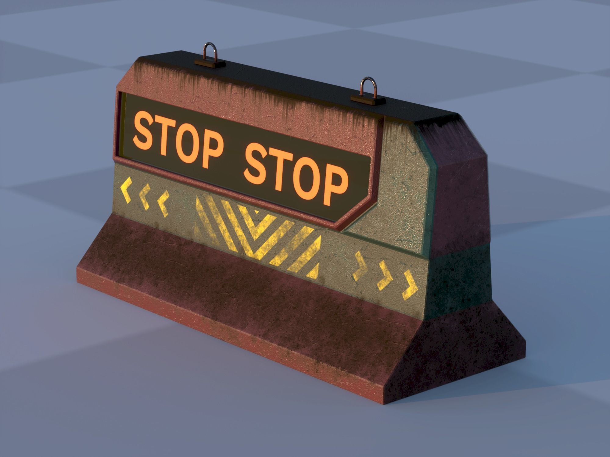 Cyberpunk style street fences and barriers 3D model | CGTrader