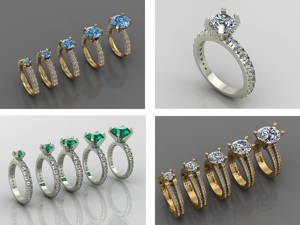 Rings collection 3D Print 3D print model 3D model four differ... | CGTrader