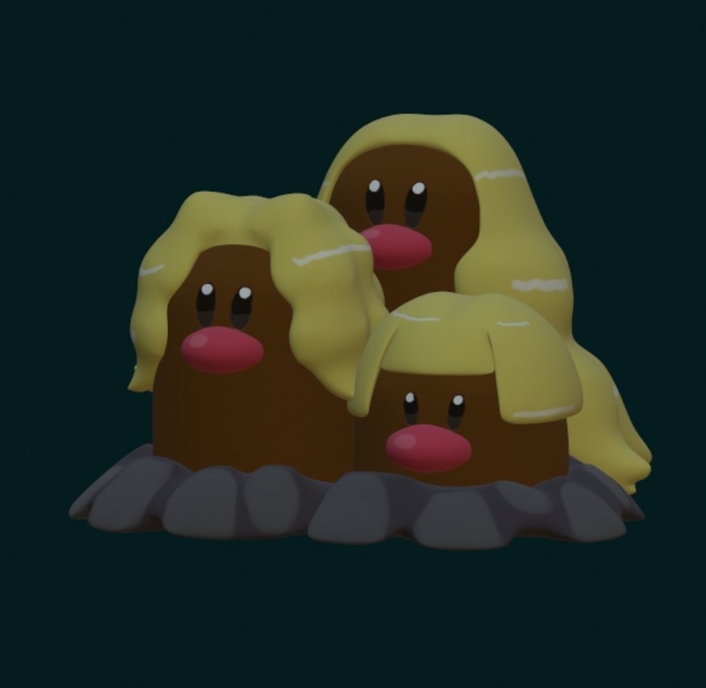 ALOLAN DUGTRIO POKEMON 3D model 3D printable | CGTrader