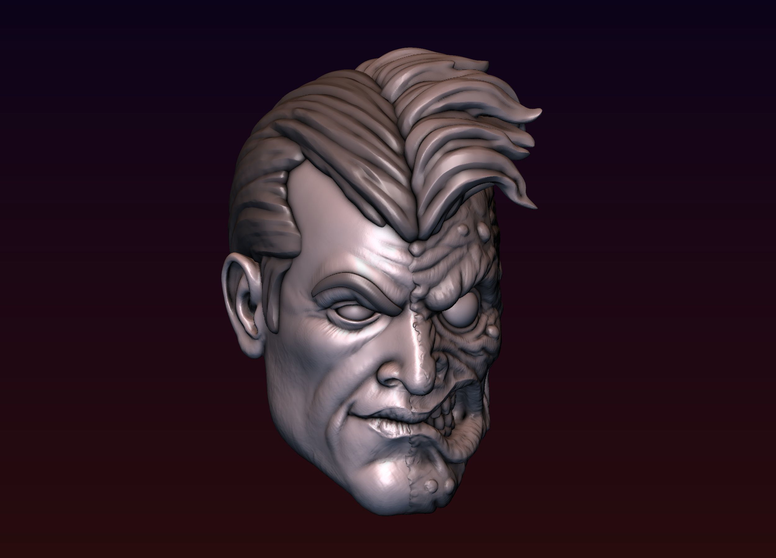 Two-Face skull 3D model 3D printable | CGTrader