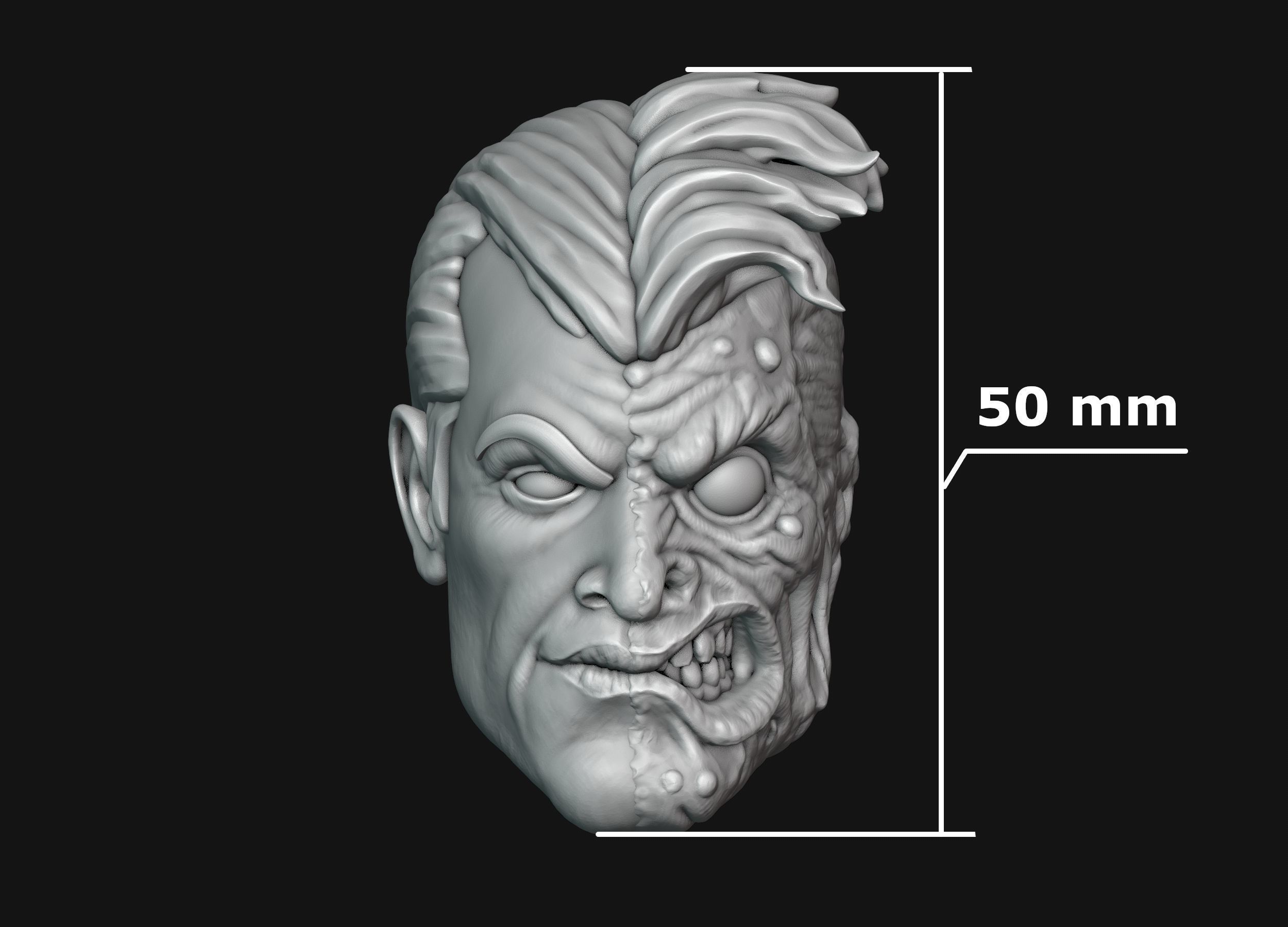 Two-Face skull 3D model 3D printable | CGTrader
