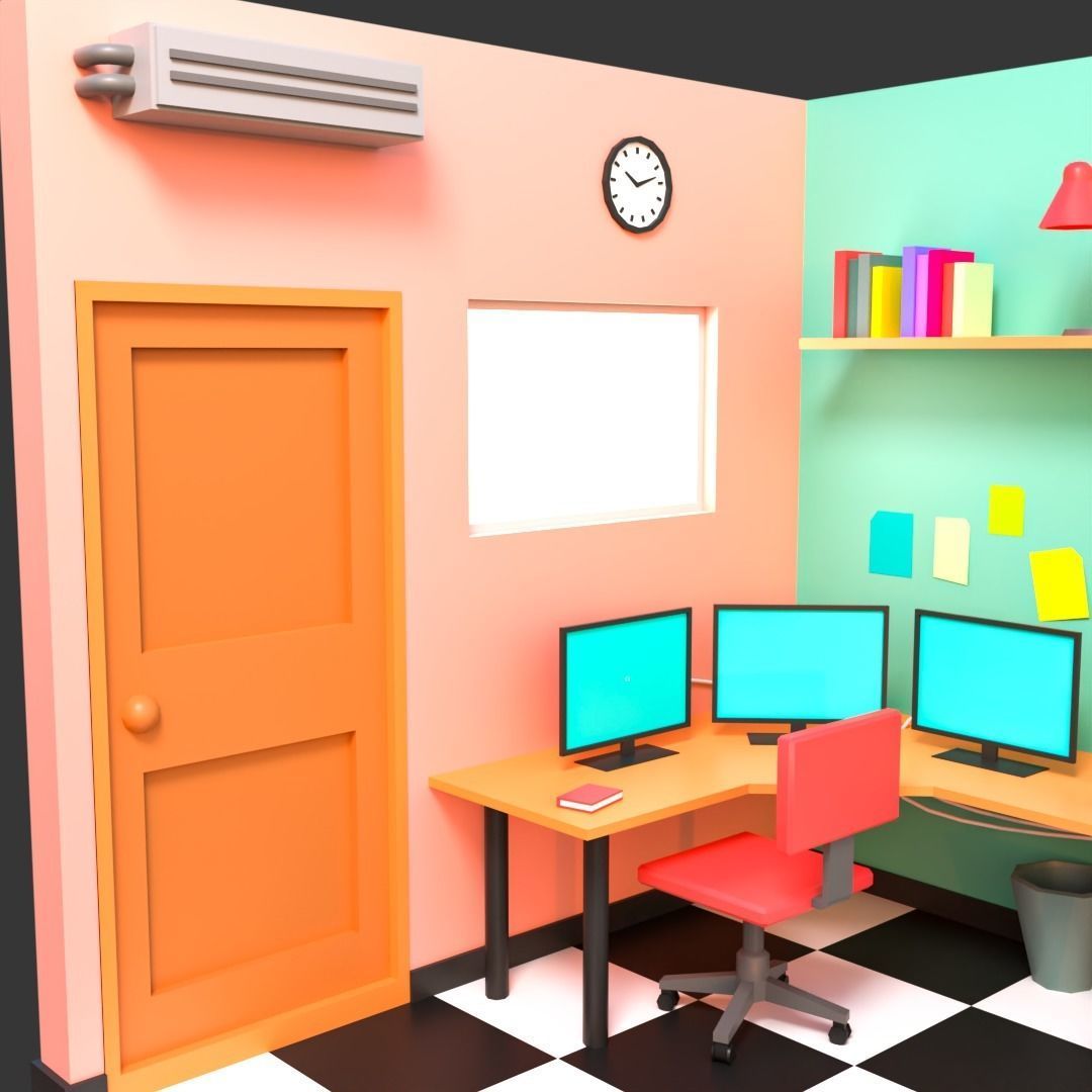 3D model isometric room interior VR / AR / low-poly | CGTrader
