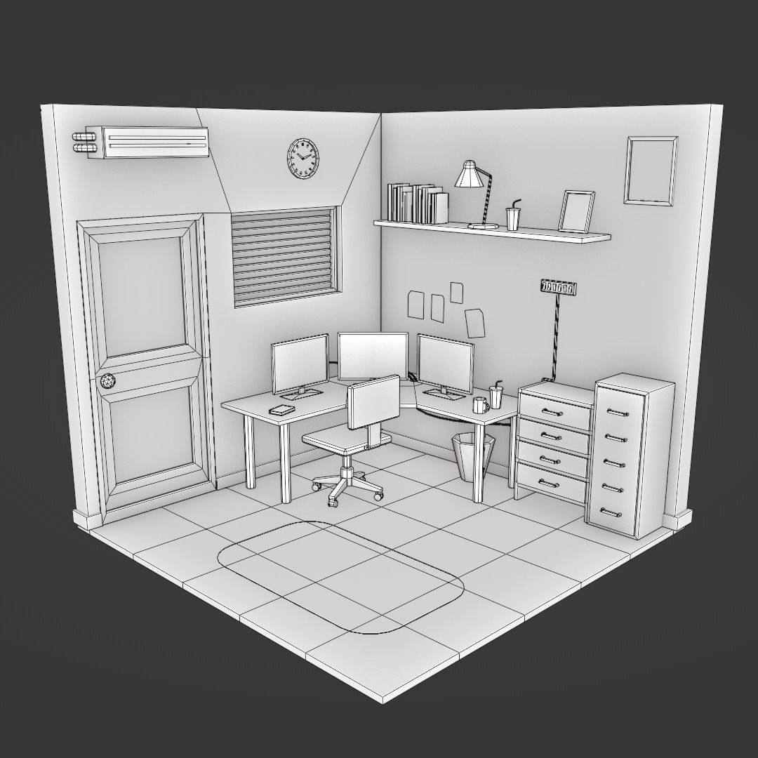 3D model isometric room interior VR / AR / low-poly | CGTrader