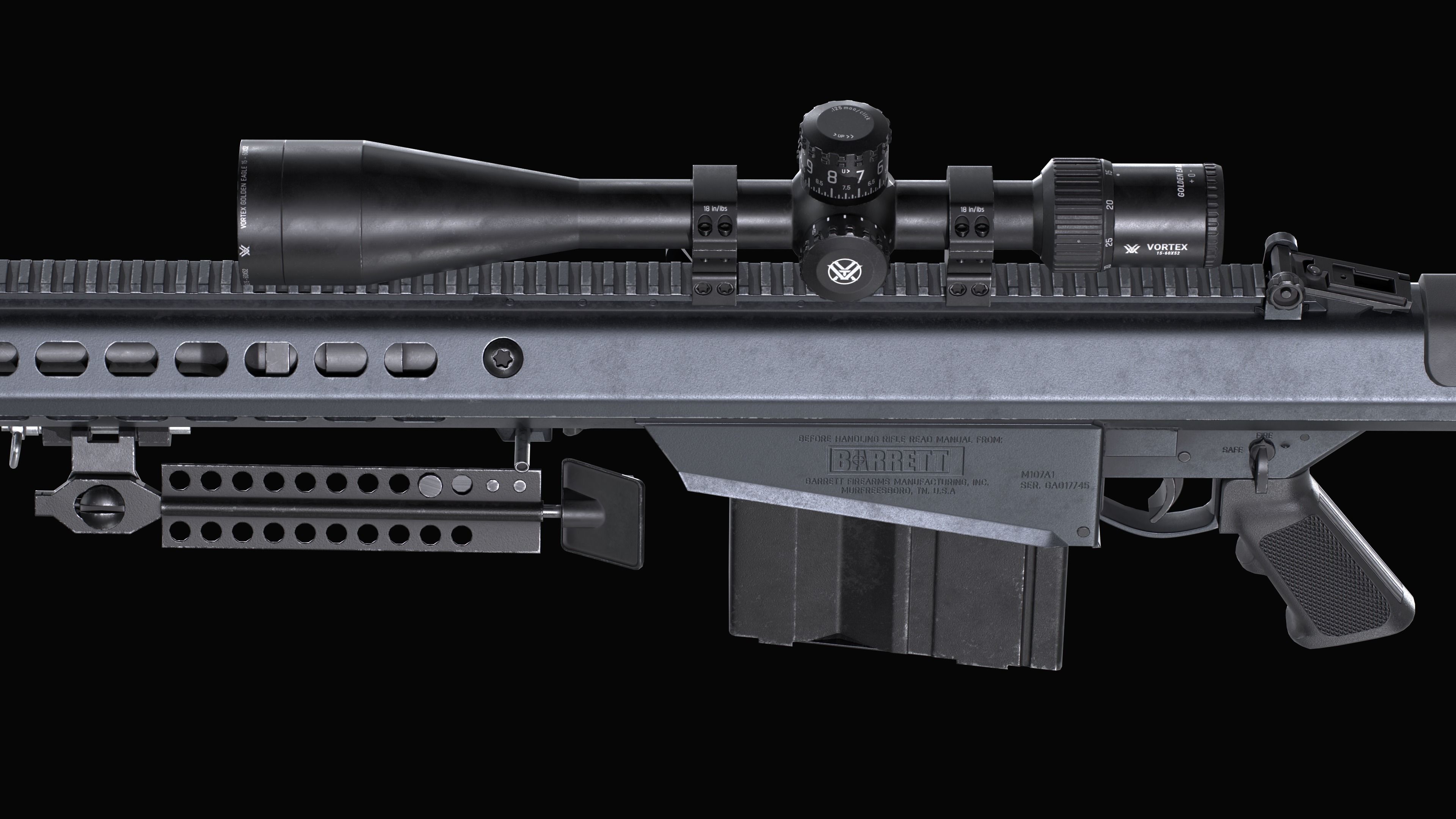 3D model Tactical Modular Anti materiel sniper rifle Barrett M107A1 VR ...