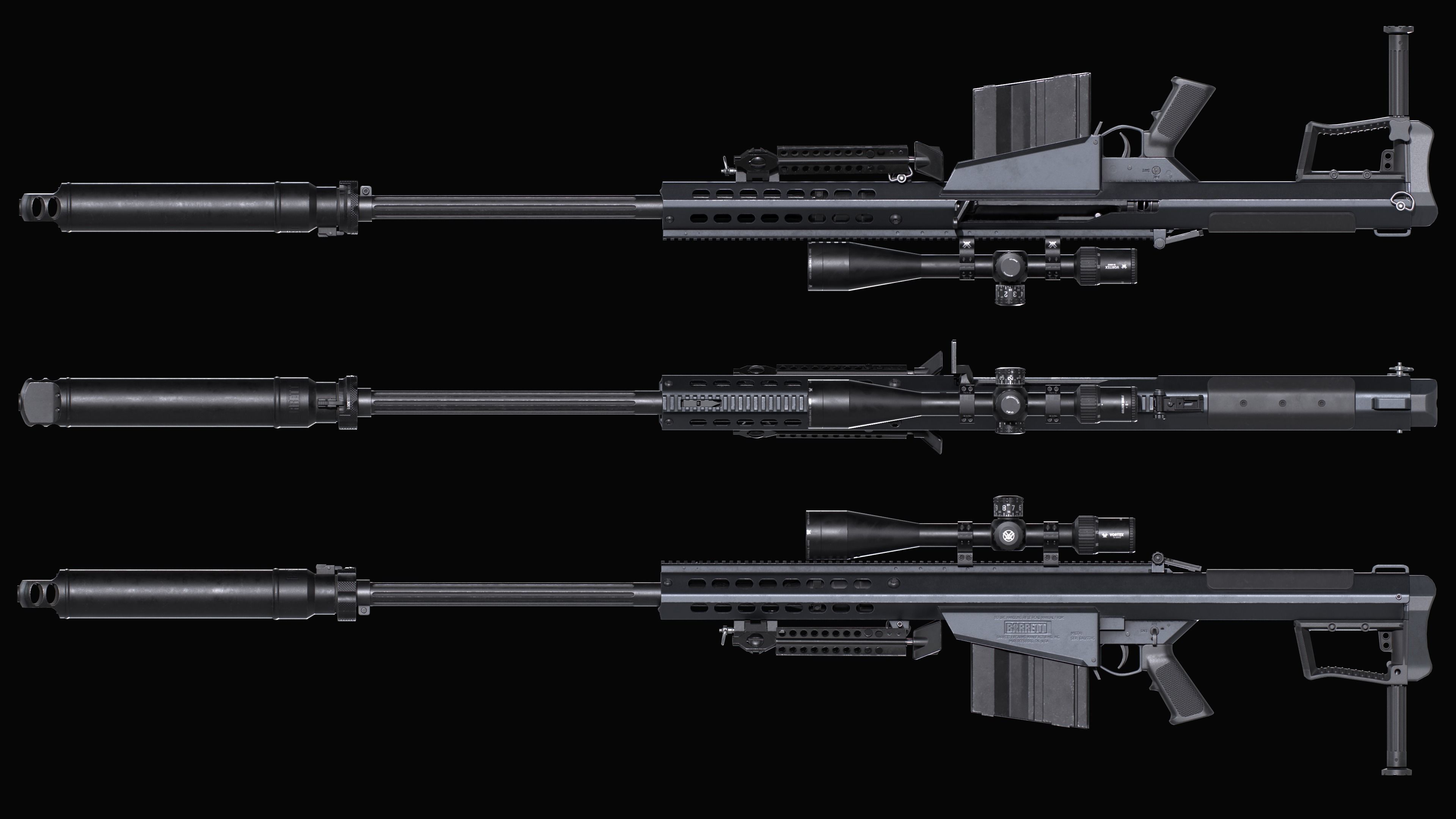 3D model Tactical Modular Anti materiel sniper rifle Barrett M107A1 VR ...