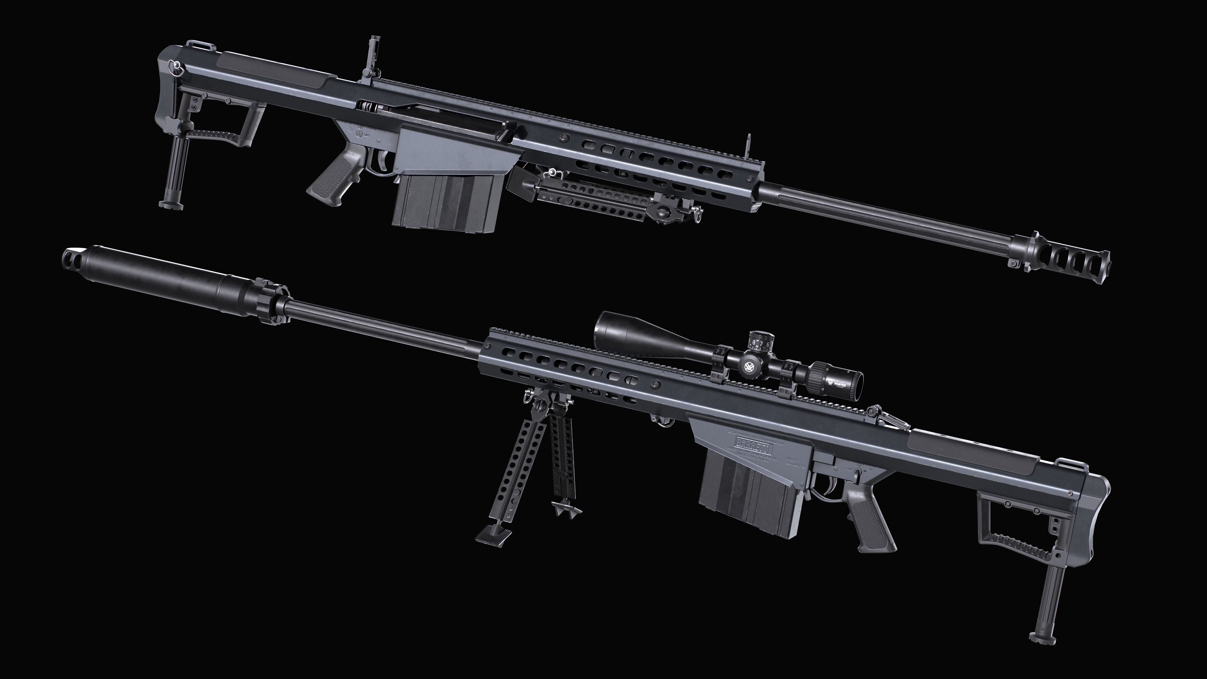 3D model Tactical Modular Anti materiel sniper rifle Barrett M107A1 VR / AR / low-poly | CGTrader