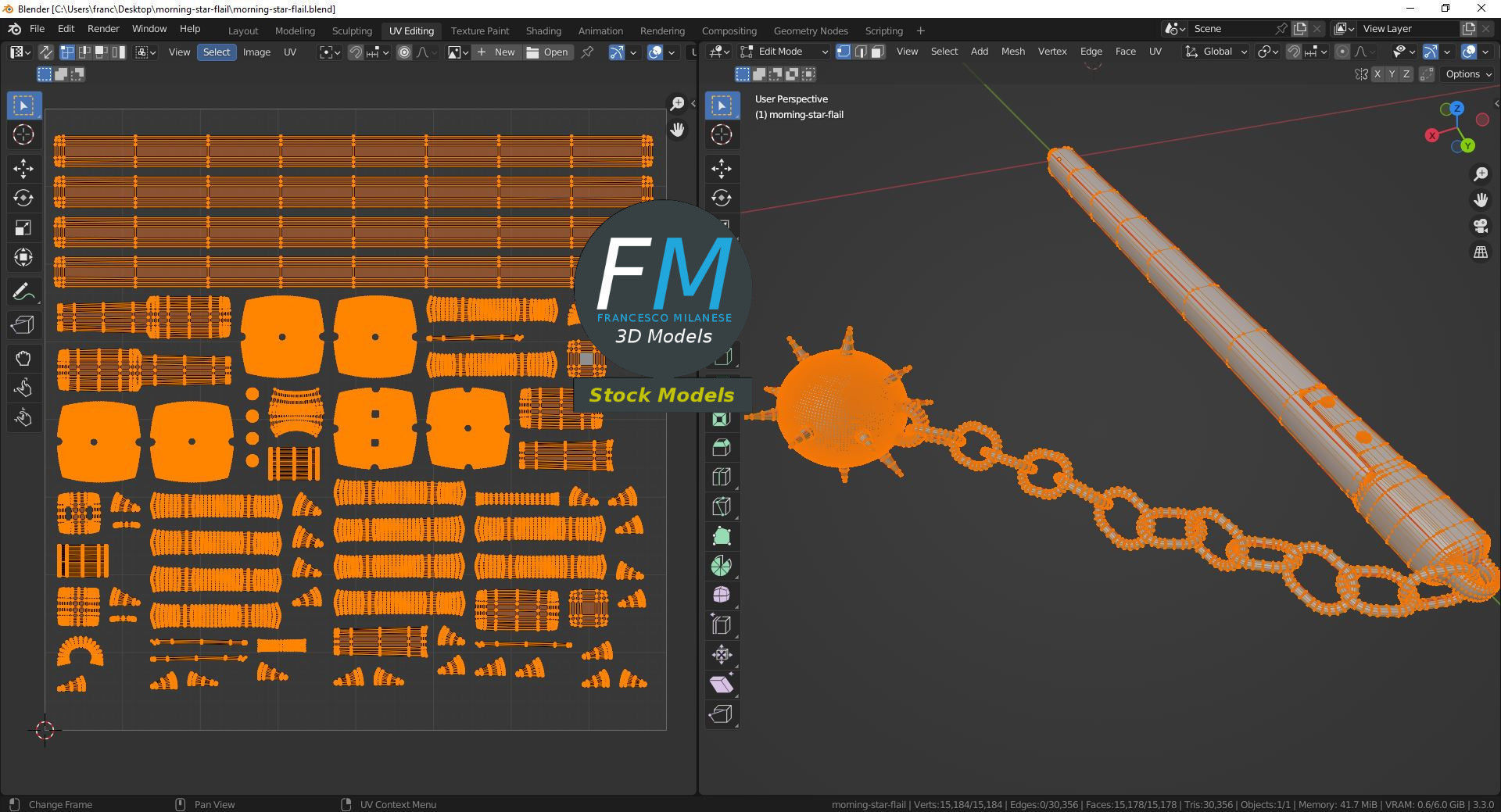 Morning star flail 3D model | CGTrader