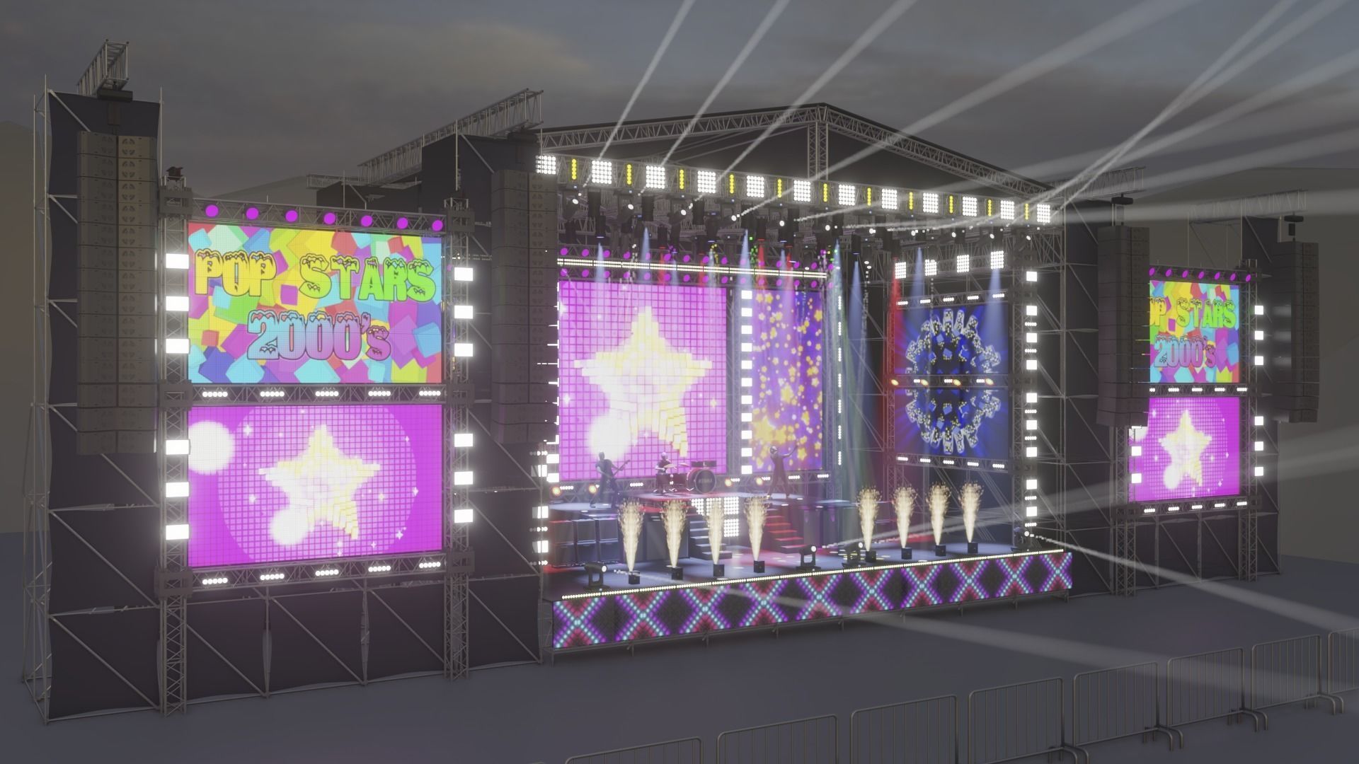 Animated OPEN AIR stage EEVEE render 3D model animated | CGTrader