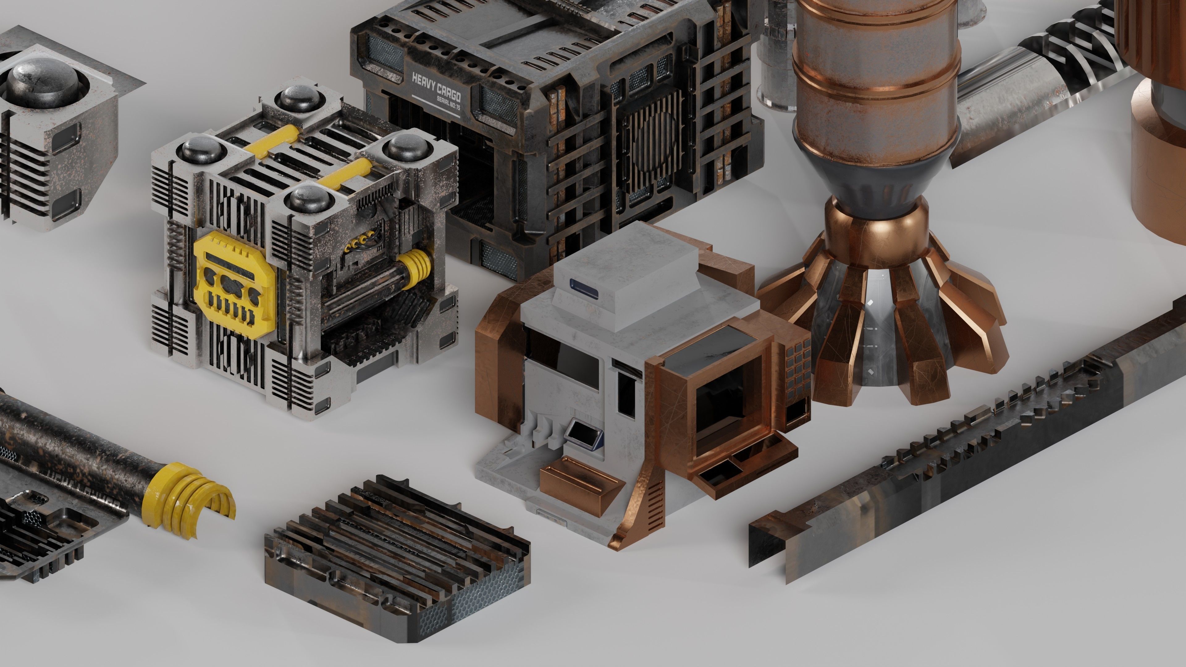 3D model Cyberpunk Mechanical Parts VR / AR / low-poly | CGTrader