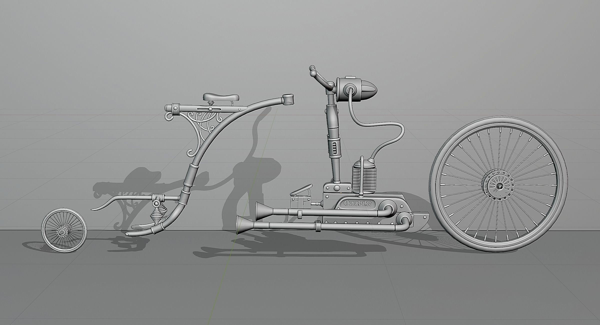 Stylized antique bicycle with a motor 3D model | CGTrader
