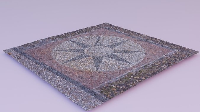 Pebble stone mosaic sidewalk raw scan 3D model | CGTrader