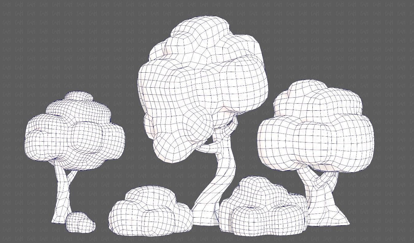 3D model Trees Cartoon V15 VR / AR / low-poly | CGTrader