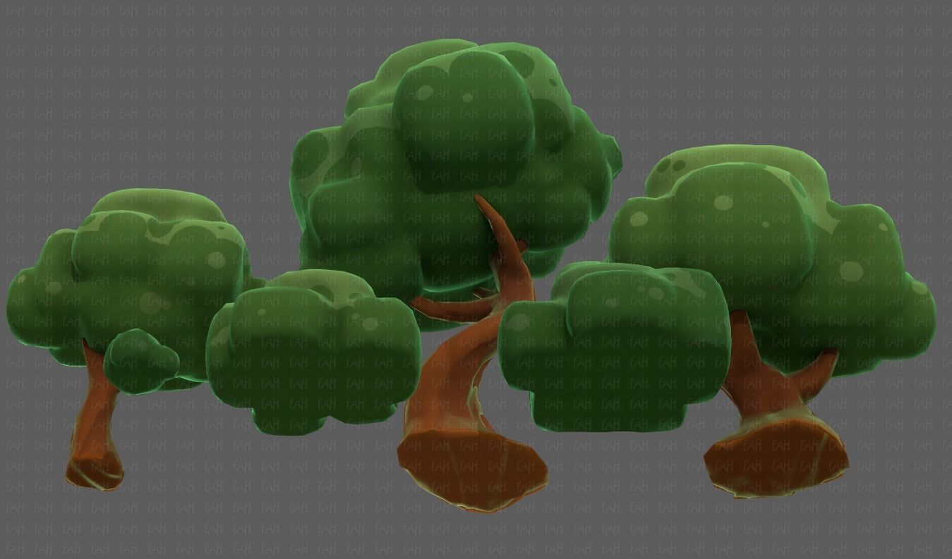 3D model Trees Cartoon V15 VR / AR / low-poly | CGTrader