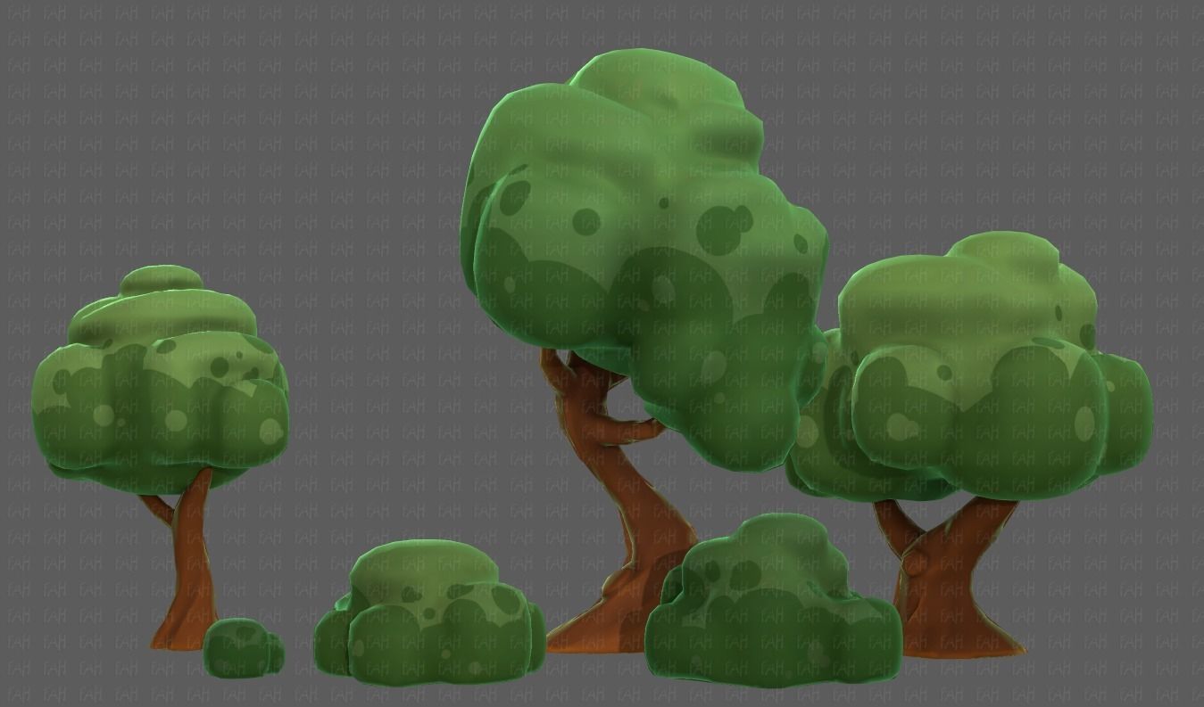3D model Trees Cartoon V15 VR / AR / low-poly | CGTrader