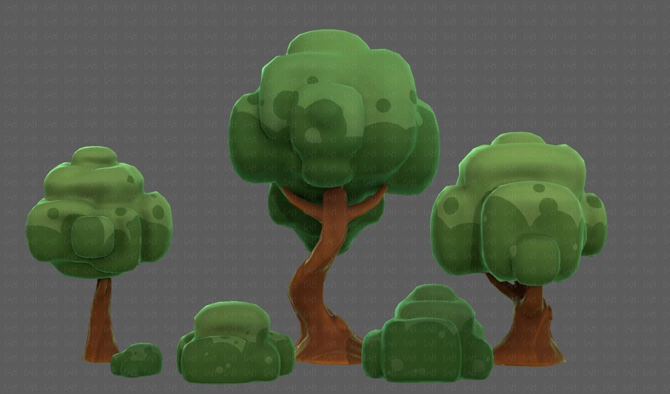 3D model Trees Cartoon V15 VR / AR / low-poly | CGTrader