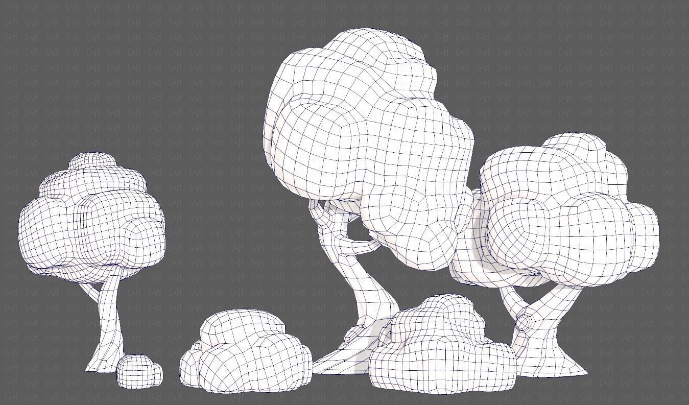3D model Trees Cartoon V15 VR / AR / low-poly | CGTrader