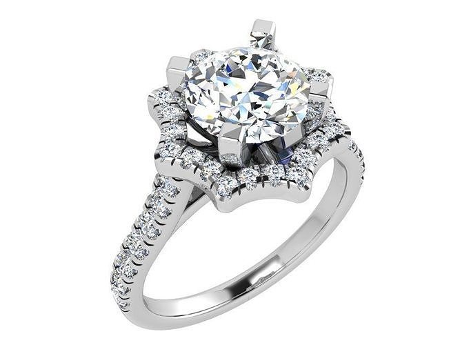 Beautiful flower diamond ring 3551 3D print model 3D model 3D printable ...