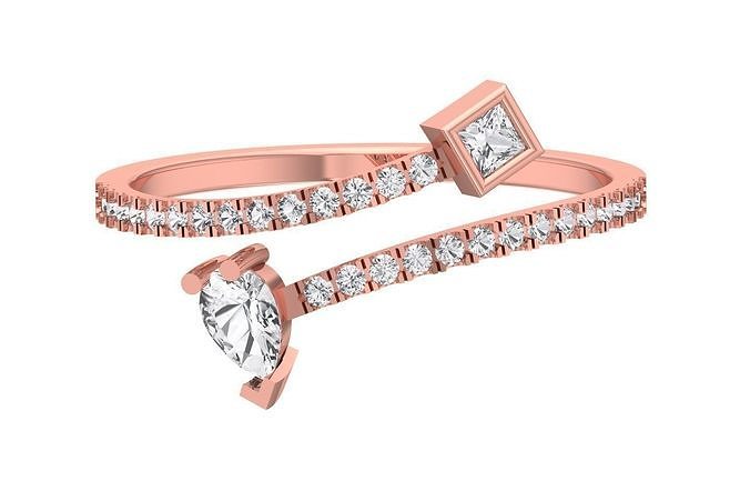 Solitaire Women Light Weight Princess Pear Stone Band Ring 3D model 3D ...