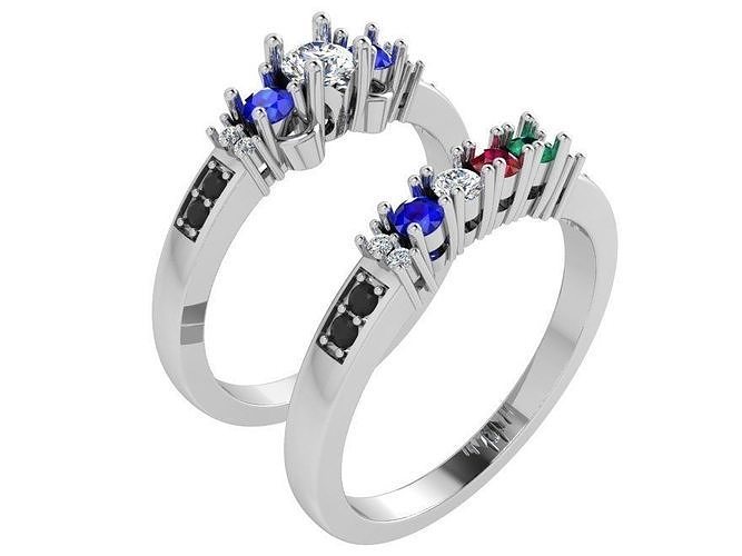 Colorful Diamond ring with band 3553 3D print model 3D model 3D ...