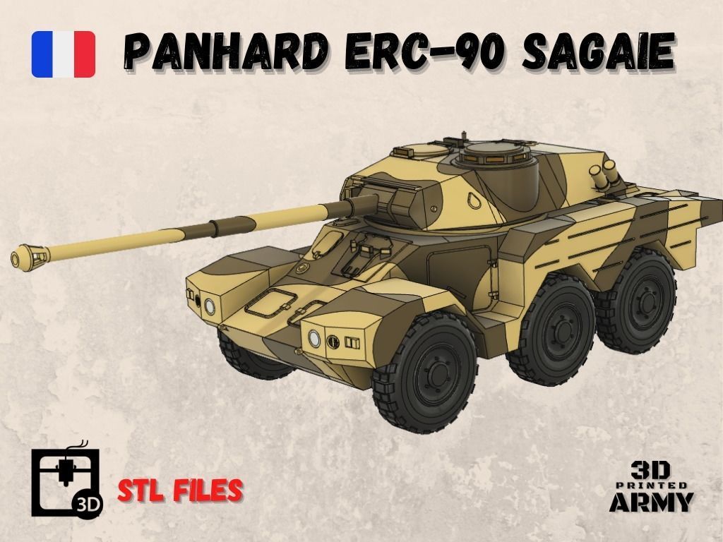 French tank Panhard ERC-90 Sagaie or Lynx - STL files 3D model 3D ...