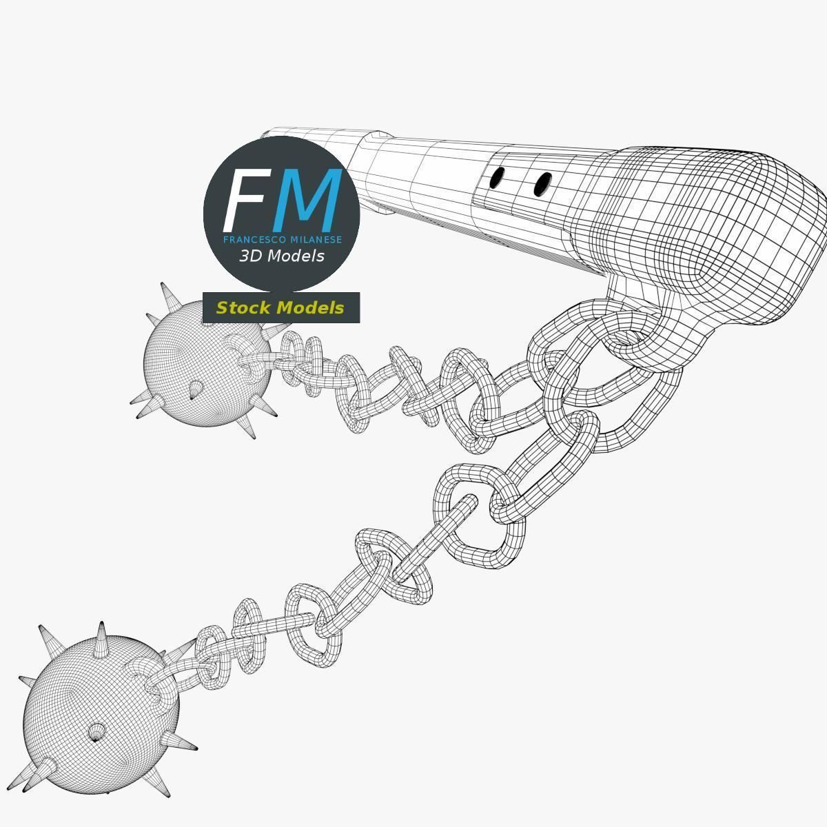Twin ball flail medieval weapon 3D model | CGTrader