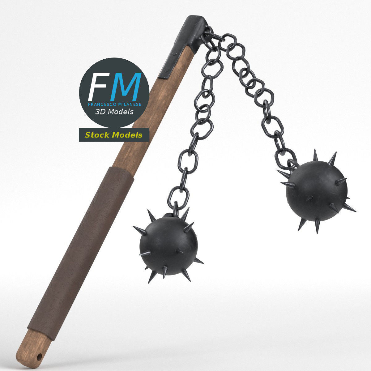 Twin ball flail medieval weapon 3D model | CGTrader
