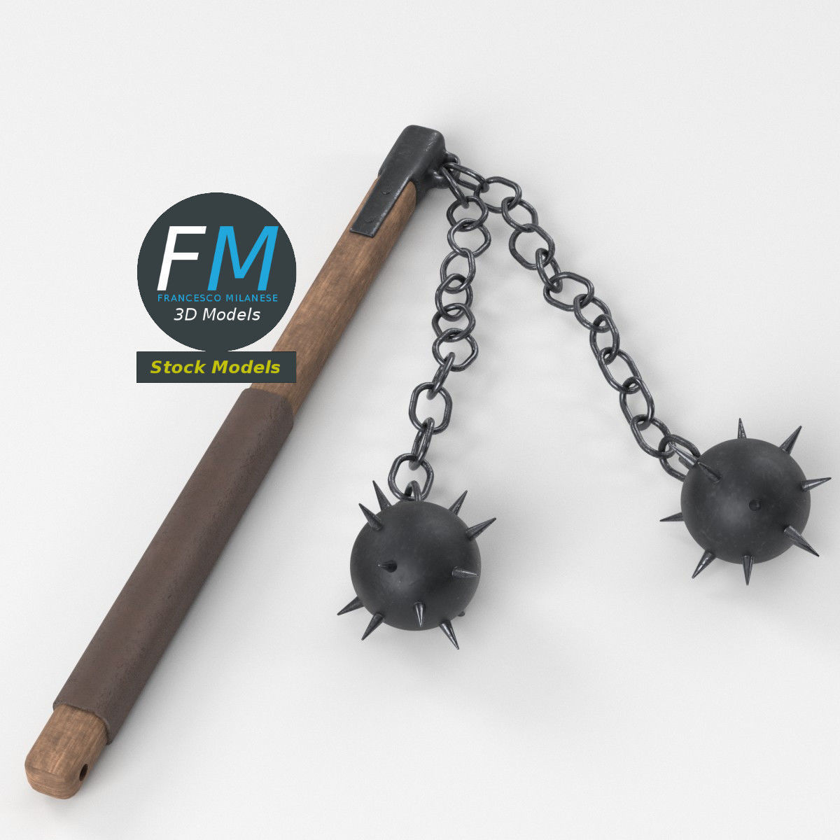 Twin ball flail medieval weapon 3D model | CGTrader