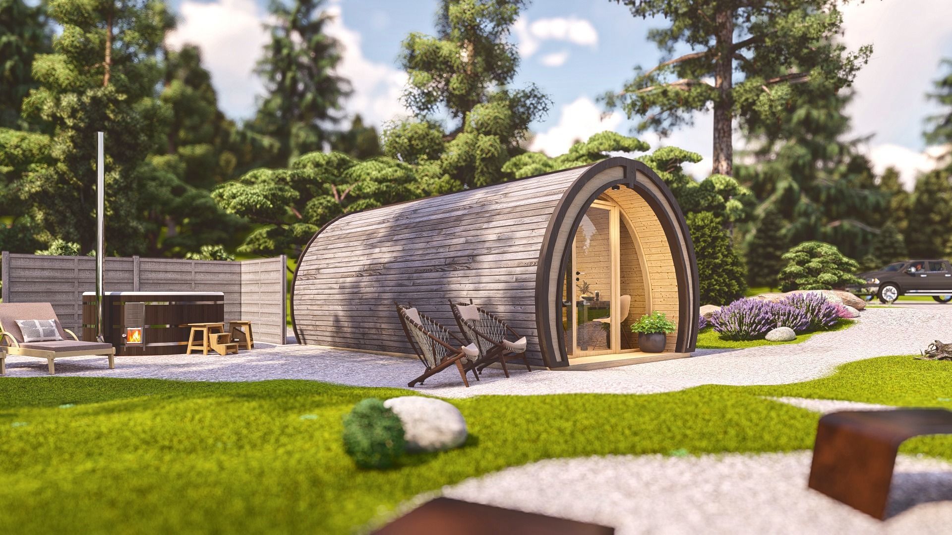 barrel glamping pod basic plan blue print DIY 3D model | CGTrader
