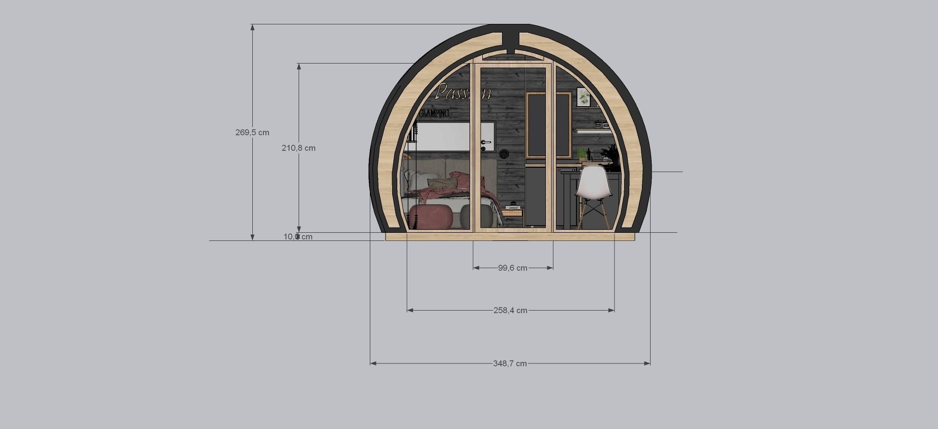 barrel glamping pod basic plan blue print DIY 3D model | CGTrader