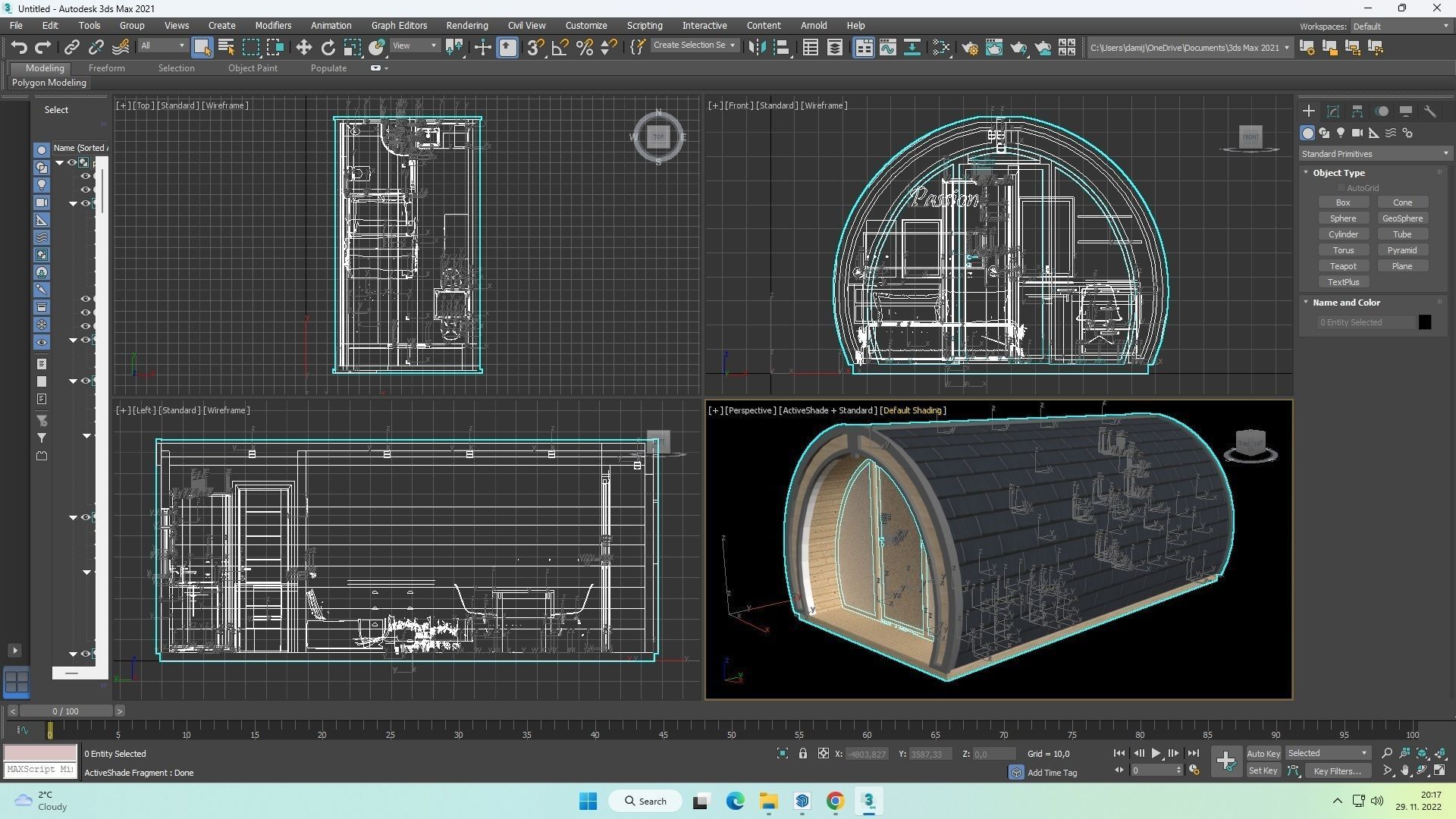 barrel glamping pod basic plan blue print DIY 3D model | CGTrader
