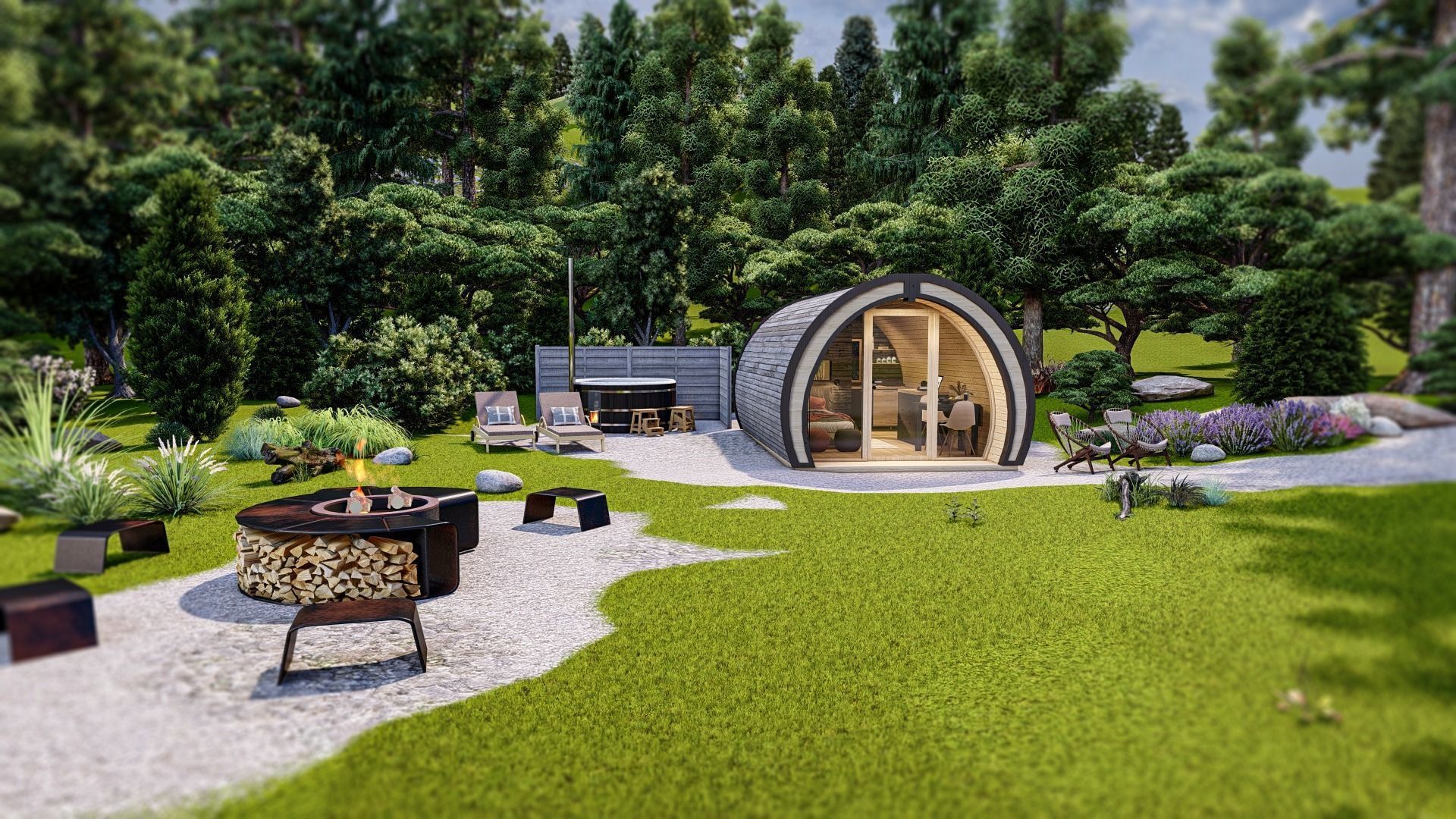 barrel glamping pod basic plan blue print DIY 3D model | CGTrader