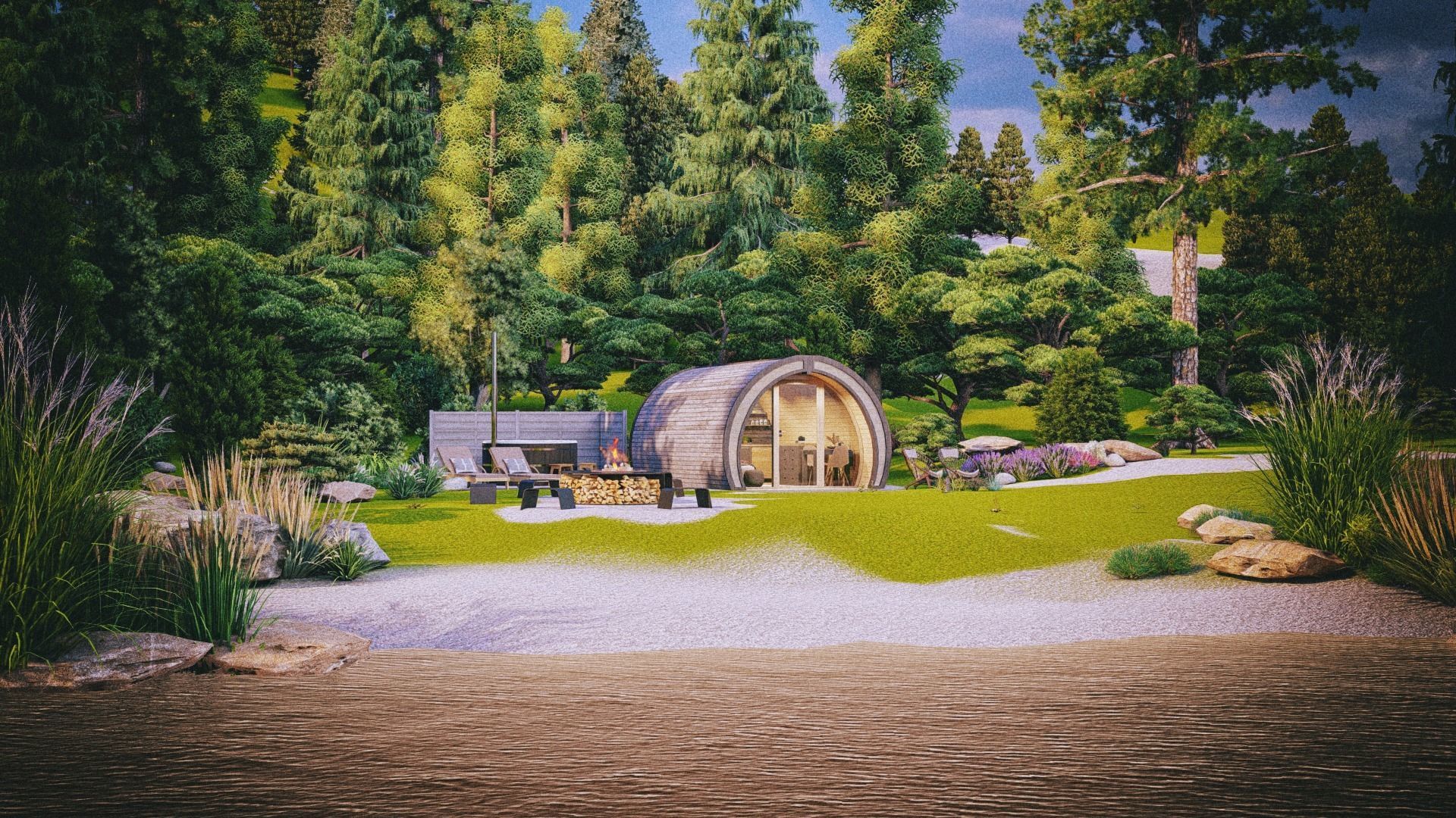 barrel glamping pod basic plan blue print DIY 3D model | CGTrader