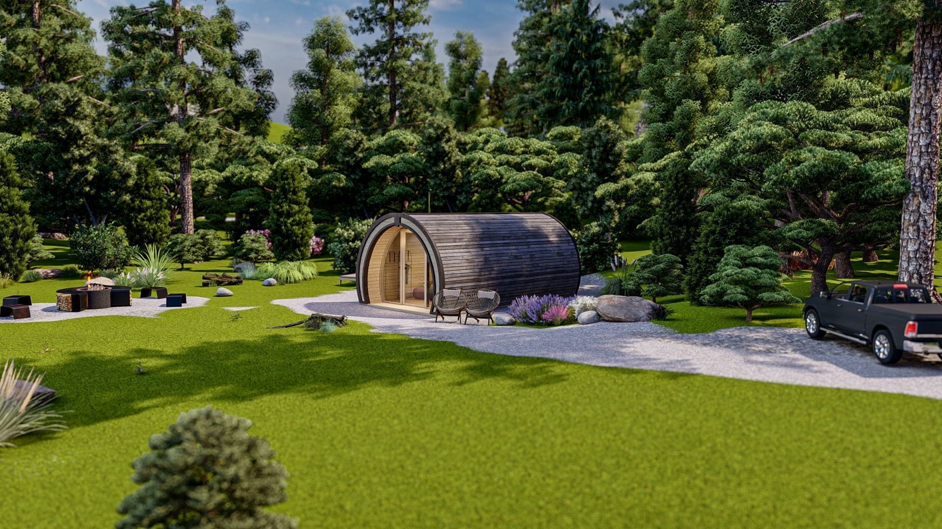 barrel glamping pod basic plan blue print DIY 3D model | CGTrader
