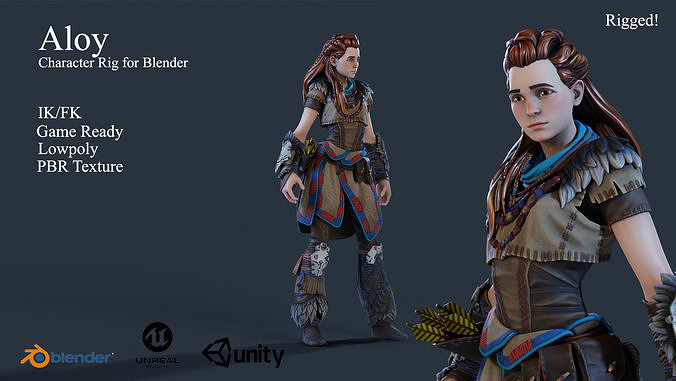 3D model Aloy Character Rig for Blender VR / AR / low-poly | CGTrader