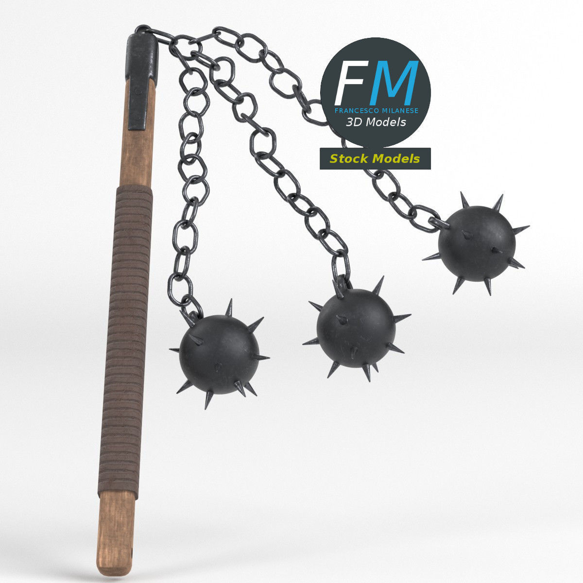 Three ball medieval flail 3D model | CGTrader